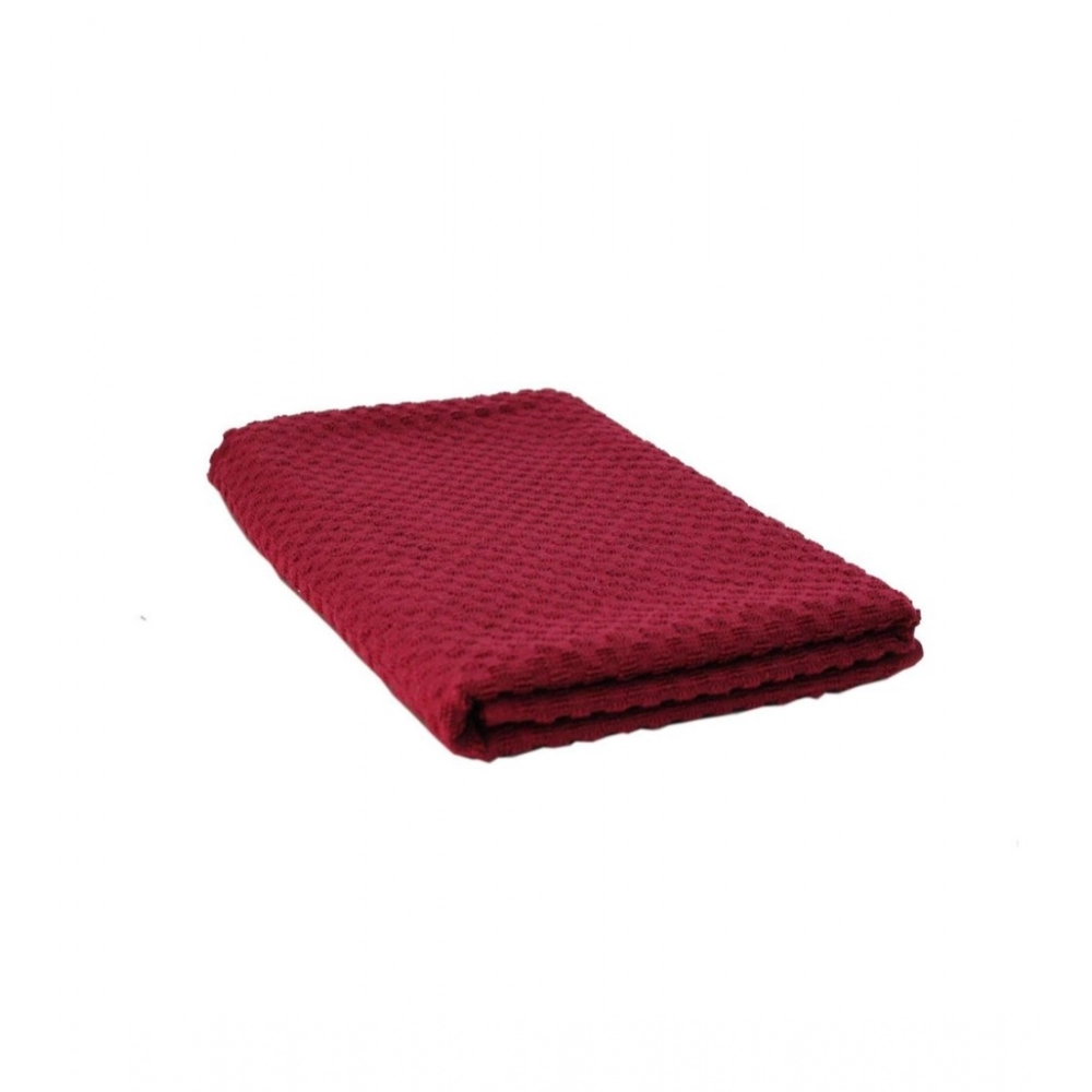 Cotton Popcorn Weave Bath Towels (Maroon) - YESOMI
